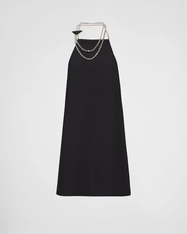 Prada Cady Mini-Dress With Necklace - Black | Editorialist