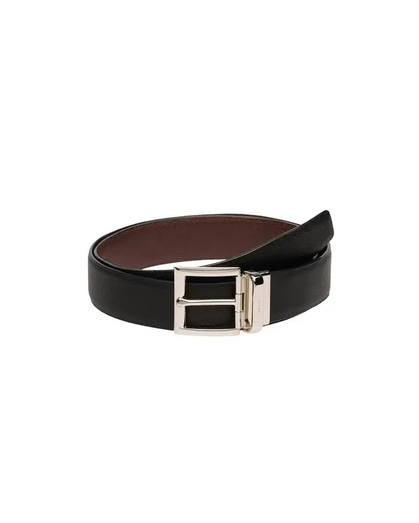 Prada Saffiano Leather Reversible Belt - Black