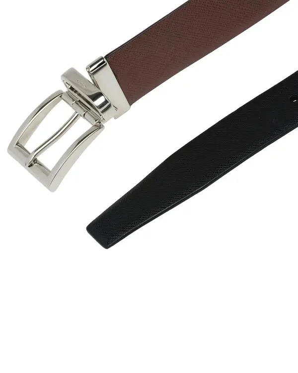 Prada Saffiano Leather Reversible Belt - Black