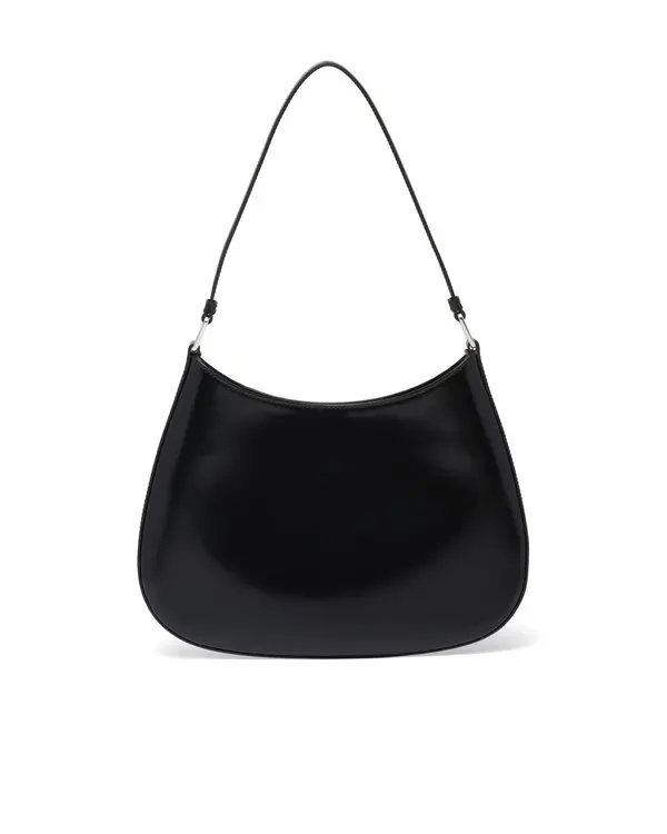 Prada Cleo Brushed Leather Shoulder Bag - Black