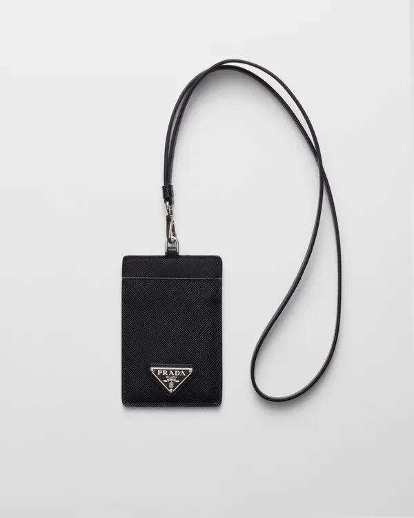Prada Saffiano Leather Badge Holder - Black