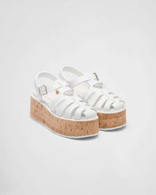 Prada Rubber Wedge Platform Sandals