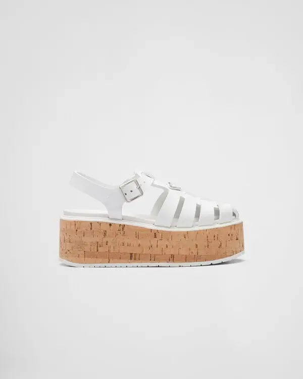 Prada Rubber Wedge Platform Sandals