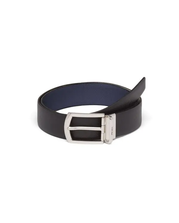 Prada Reversible Saffiano Leather Belt - Black