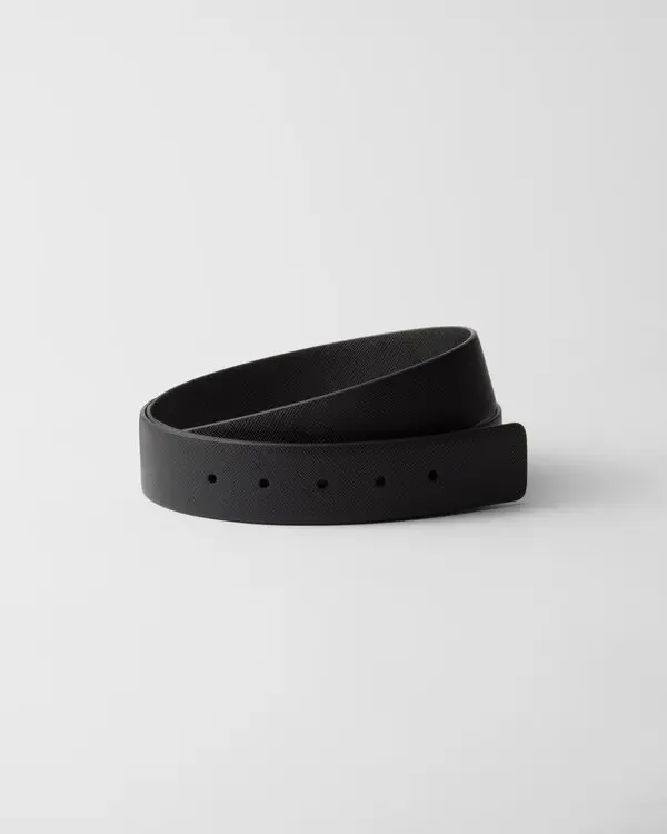 Prada Reversible Saffiano Leather Belt Strap - Black