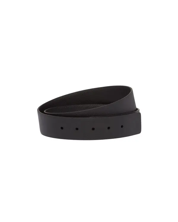 Prada Reversible Saffiano Leather Belt Strap - Black