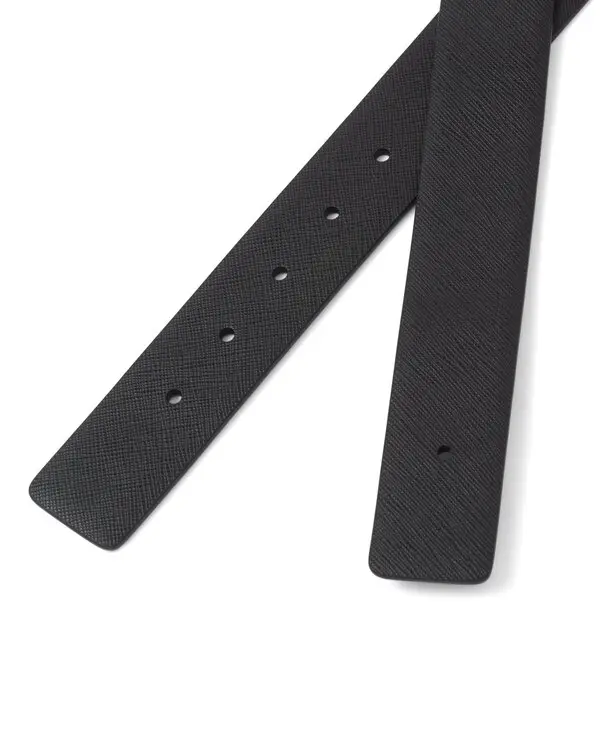Prada Reversible Saffiano Leather Belt Strap - Black