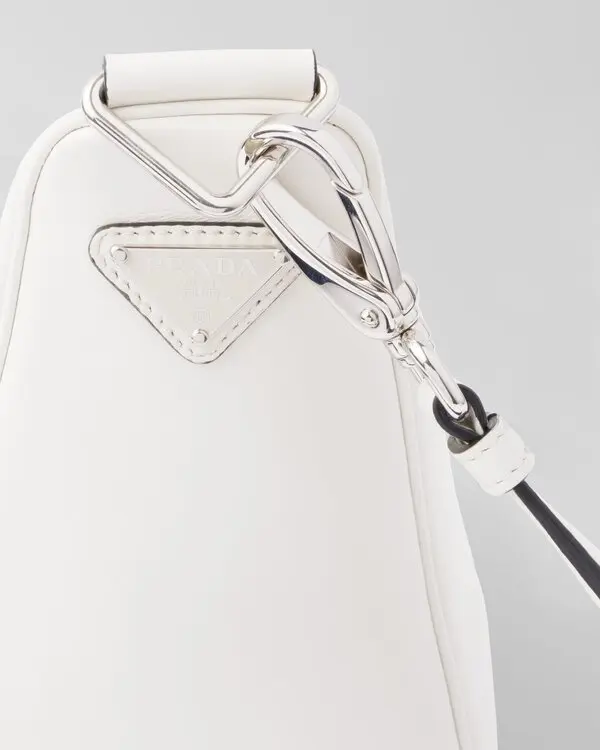 Prada Triangle Leather Shoulder Bag - White | Editorialist