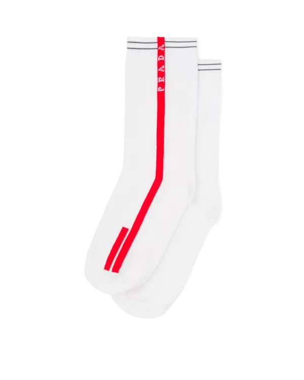 Prada Polyester Crew Socks - White