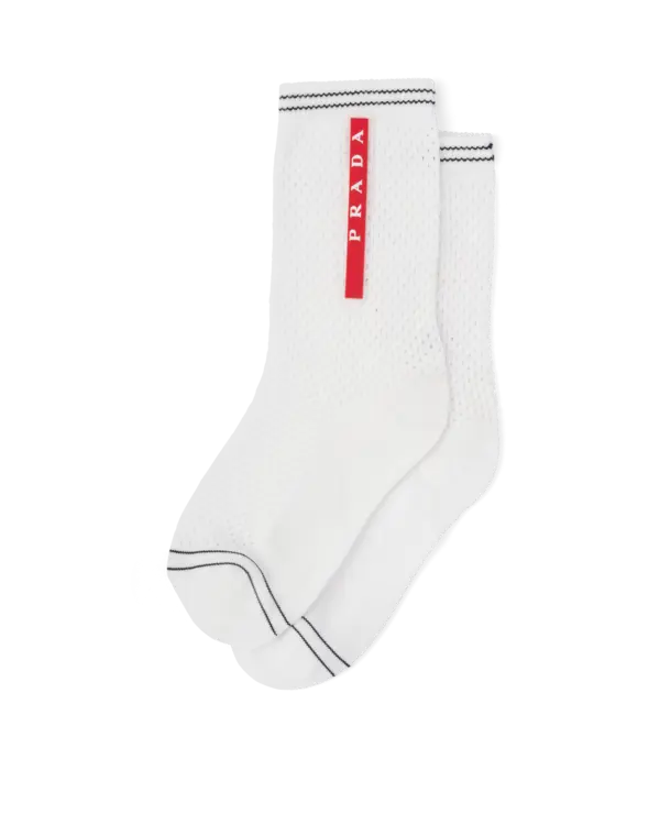 Prada Polyester Crew Socks - White