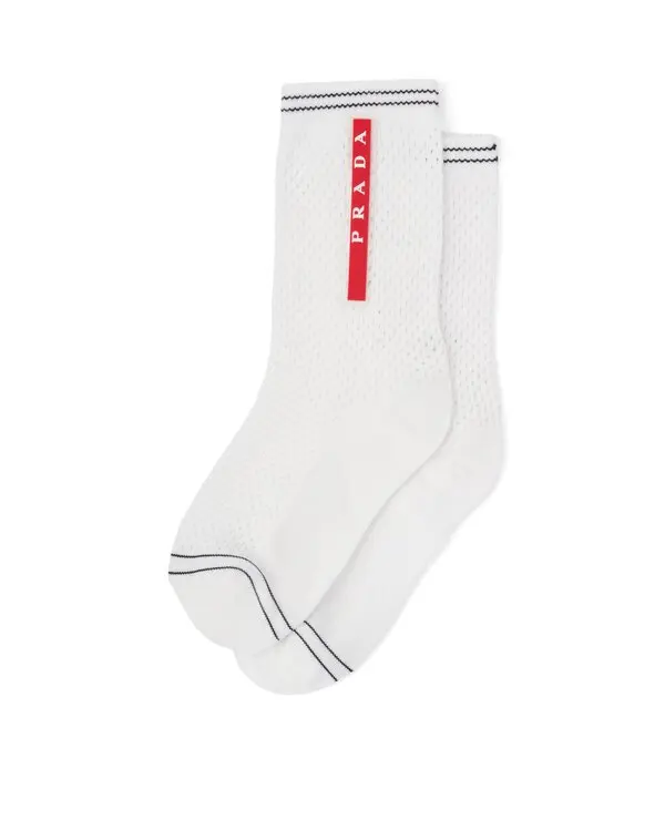 Prada Polyester Crew Socks - White