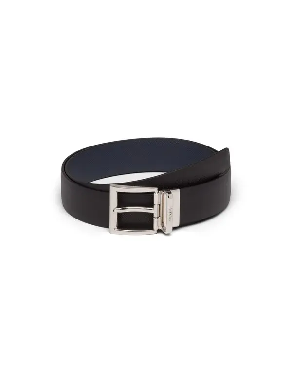 Prada Saffiano Leather Reversible Belt - Black