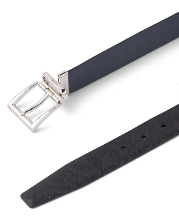 Prada Saffiano Leather Reversible Belt - Black