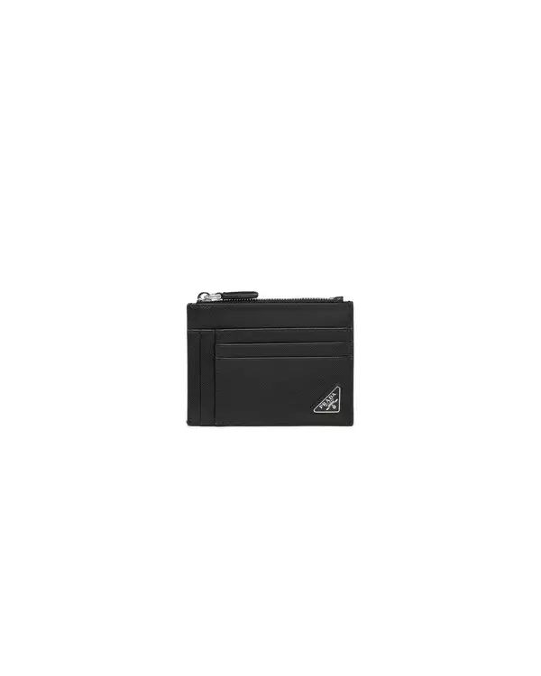 Prada Saffiano Leather Card Holder - Black