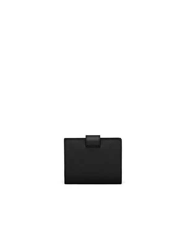 Prada Small Saffiano And Smooth Leather Wallet - Black