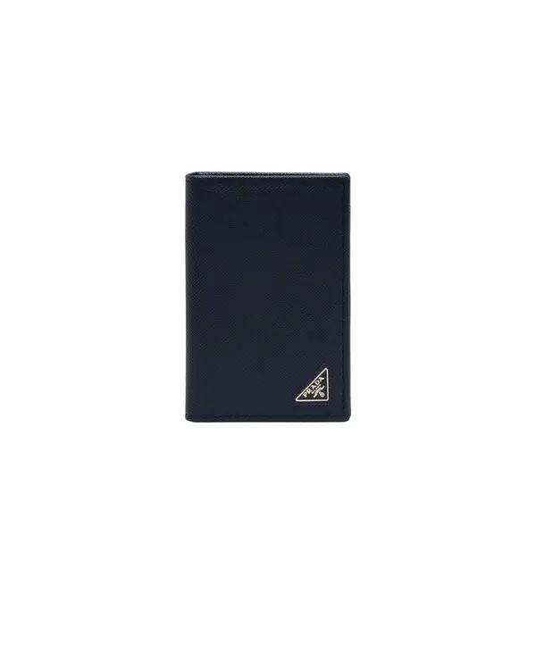 Prada Saffiano Leather Card Holder - Blue