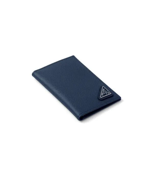 Prada Saffiano Leather Card Holder - Blue