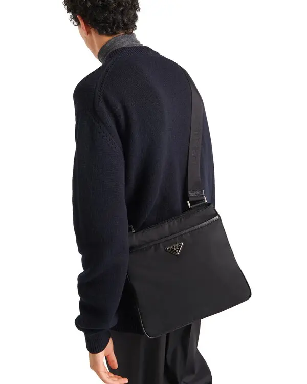 Prada Re-nylon And Saffiano Shoulder Bag - Black