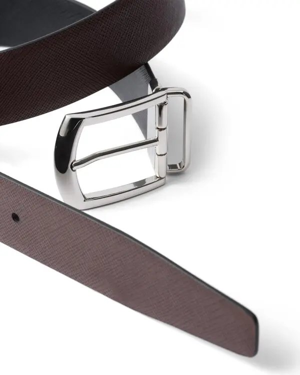 Prada Reversible Saffiano Leather Belt - Black