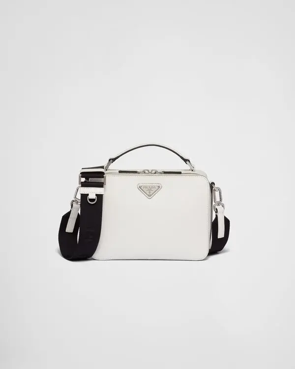 Prada Brique Medium Saffiano Leather Bag - White