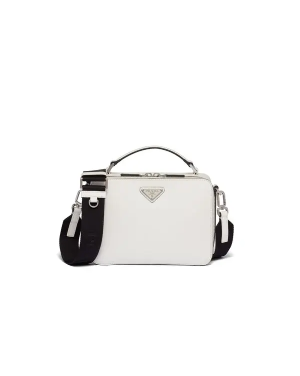 Prada Brique Medium Saffiano Leather Bag - White