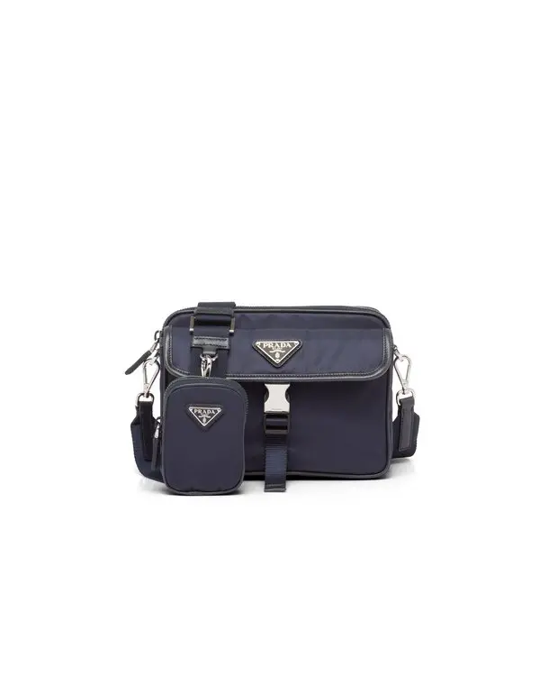 Prada Re-nylon And Saffiano Leather Shoulder Bag - Blue