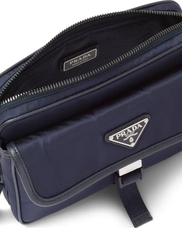 Prada Re-nylon And Saffiano Leather Shoulder Bag - Blue