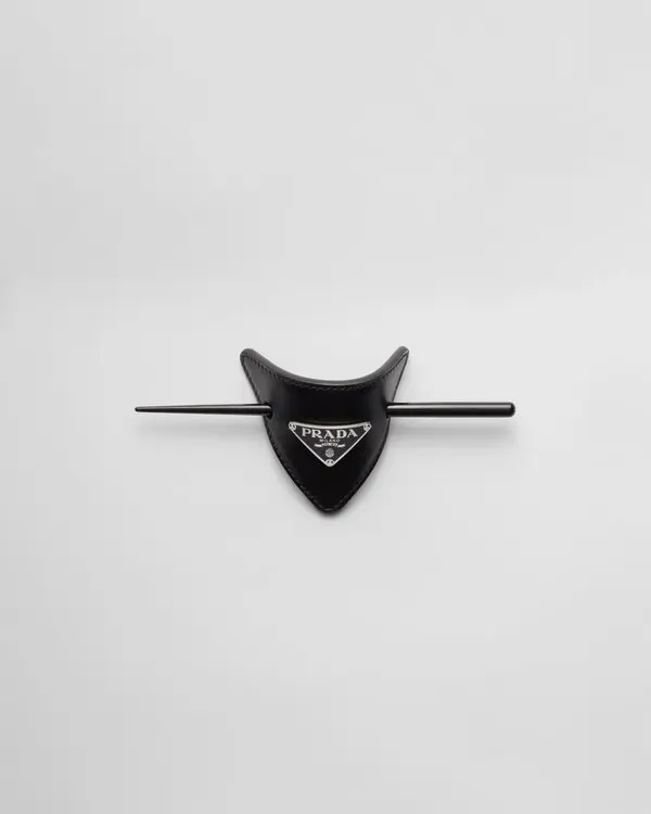 Prada Leather Hair Clip - Black