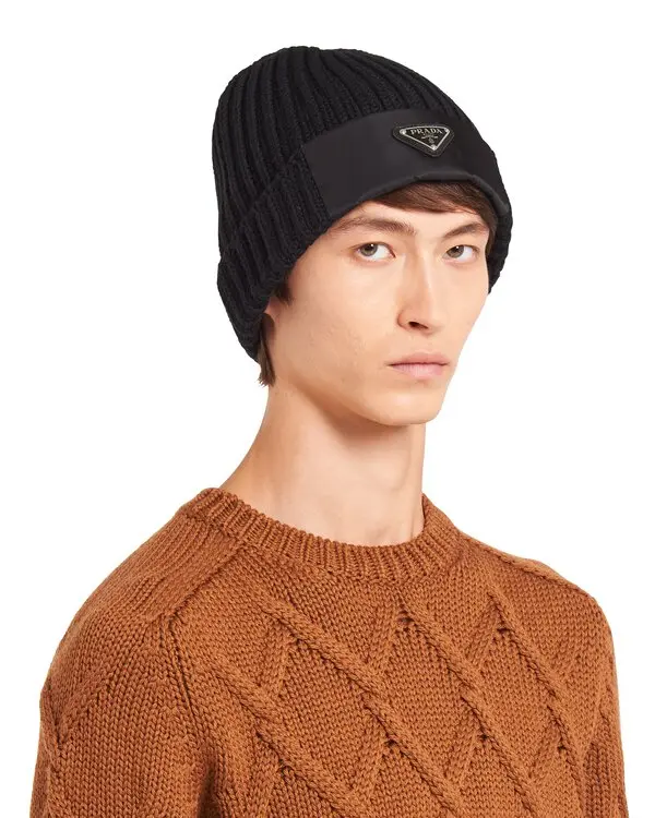Prada Re-nylon Gabardine And Wool Cap
