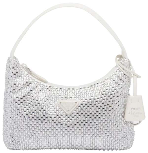 Prada Re-edition Mini Satin Bag With Crystals