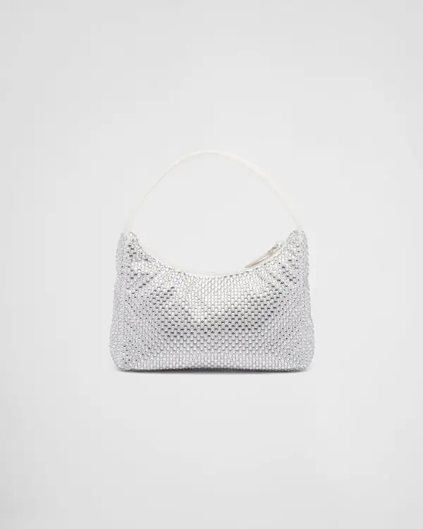 Prada Re-edition Mini Satin Bag With Crystals