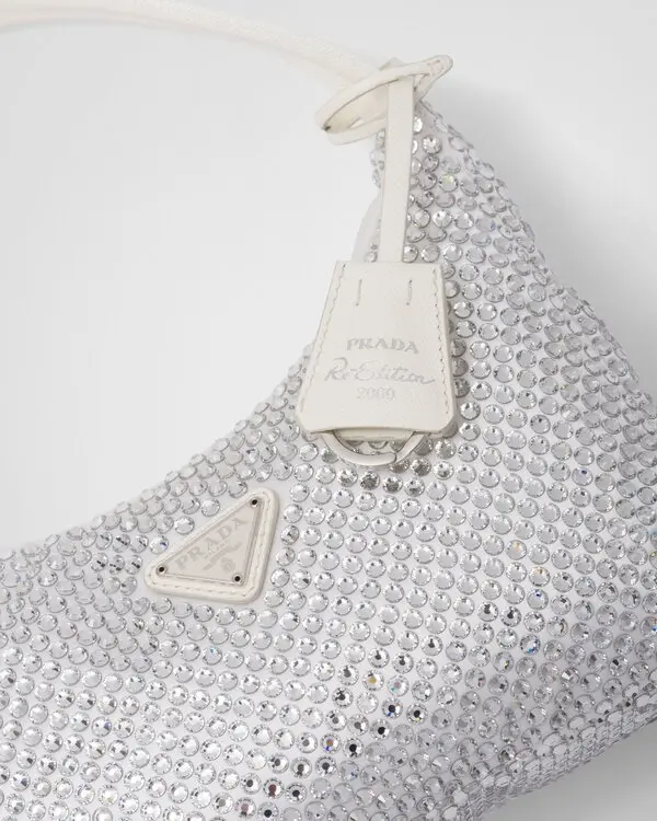 Prada Re-edition Mini Satin Bag With Crystals