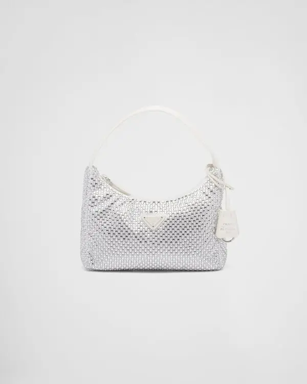Prada Re-edition Mini Satin Bag With Crystals