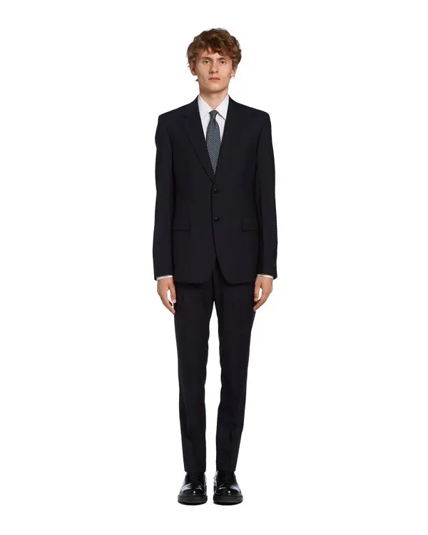 Prada Single Breasted Wool And Mohair Suit - Blue