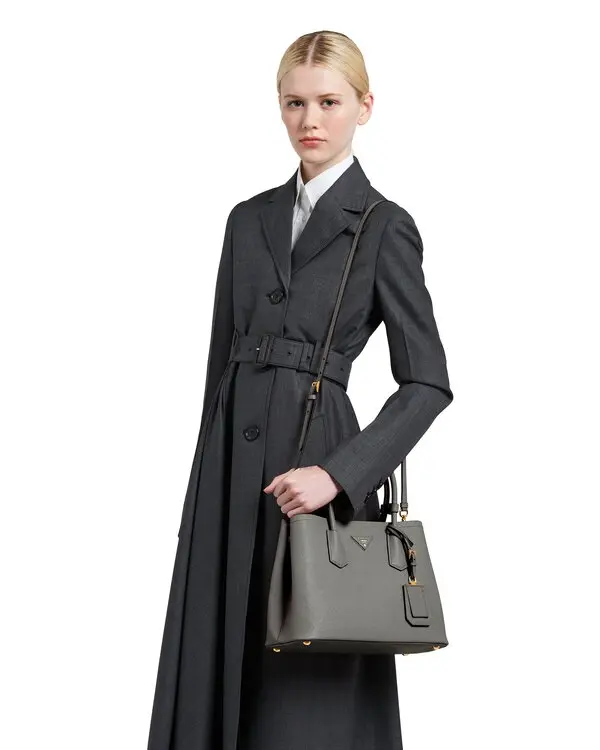Prada Saffiano Leather Double Bag - Grey