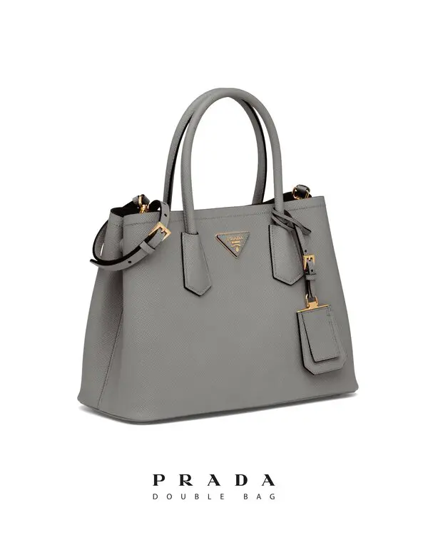 Prada Saffiano Leather Double Bag - Grey