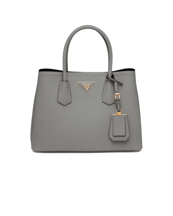 Prada Saffiano Leather Double Bag - Slate/Black | Editorialist