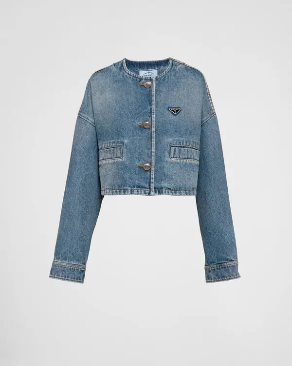 Prada Denim Blouson Jacket - Sky Blue