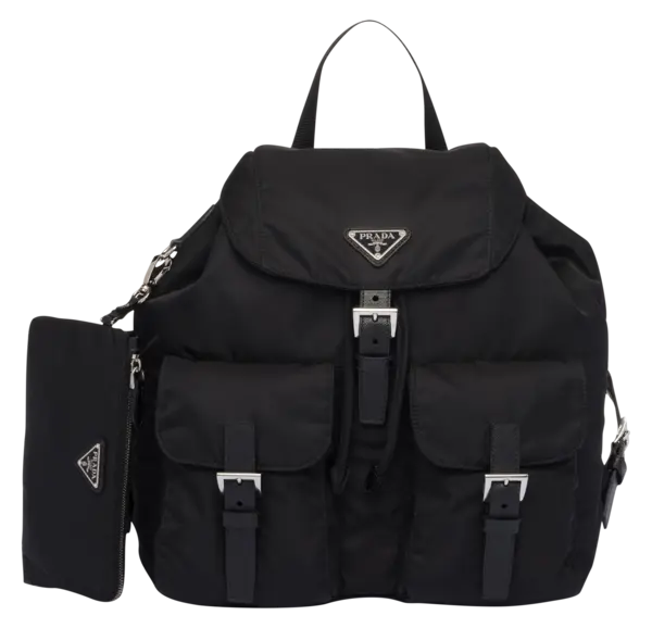 Prada Medium Re-nylon Backpack With Pouch - Black