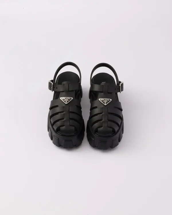 Prada Monolith Foam Rubber Sandals - Black