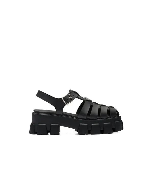 Prada Monolith Foam Rubber Sandals - Black