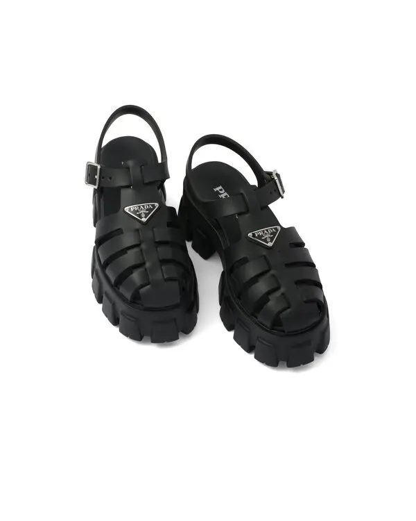 Prada Monolith Foam Rubber Sandals - Black