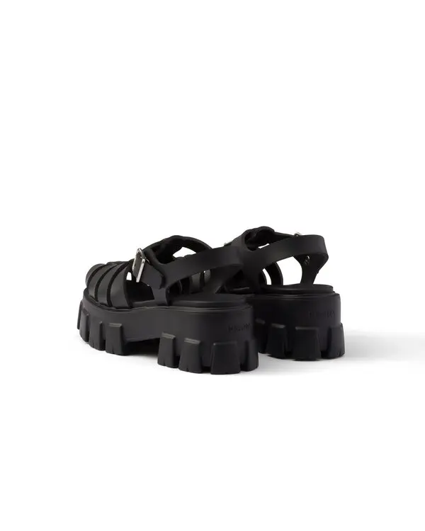 Prada Monolith Foam Rubber Sandals - Black
