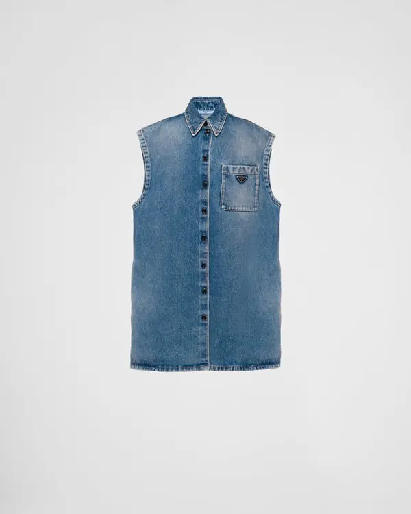 Prada Bleached Denim Boxy Fit Shirt