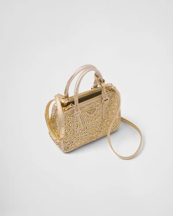 Prada Galleria Mini Satin Bag With Crystals