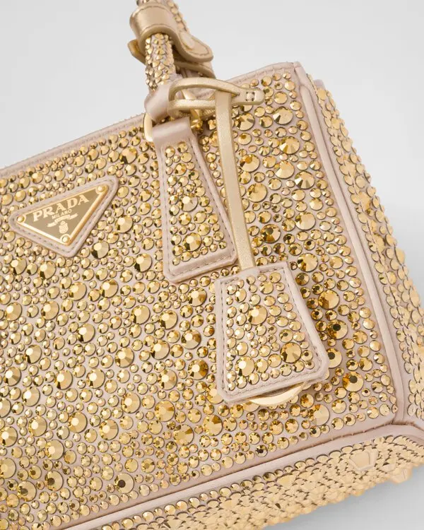 Prada Galleria Mini Satin Bag With Crystals