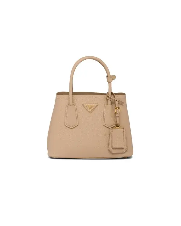 Prada Double Small Saffiano Leather Bag - Neutral