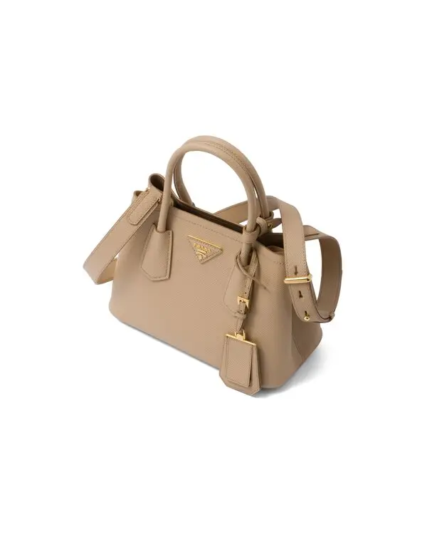 Prada Double Small Saffiano Leather Bag - Neutral