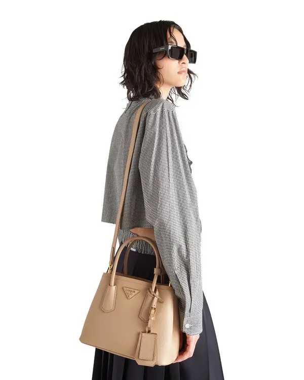 Prada Double Small Saffiano Leather Bag - Neutral