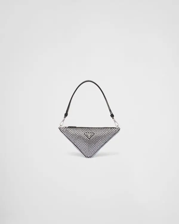 Prada Triangle Satin Mini-bag With Crystals
